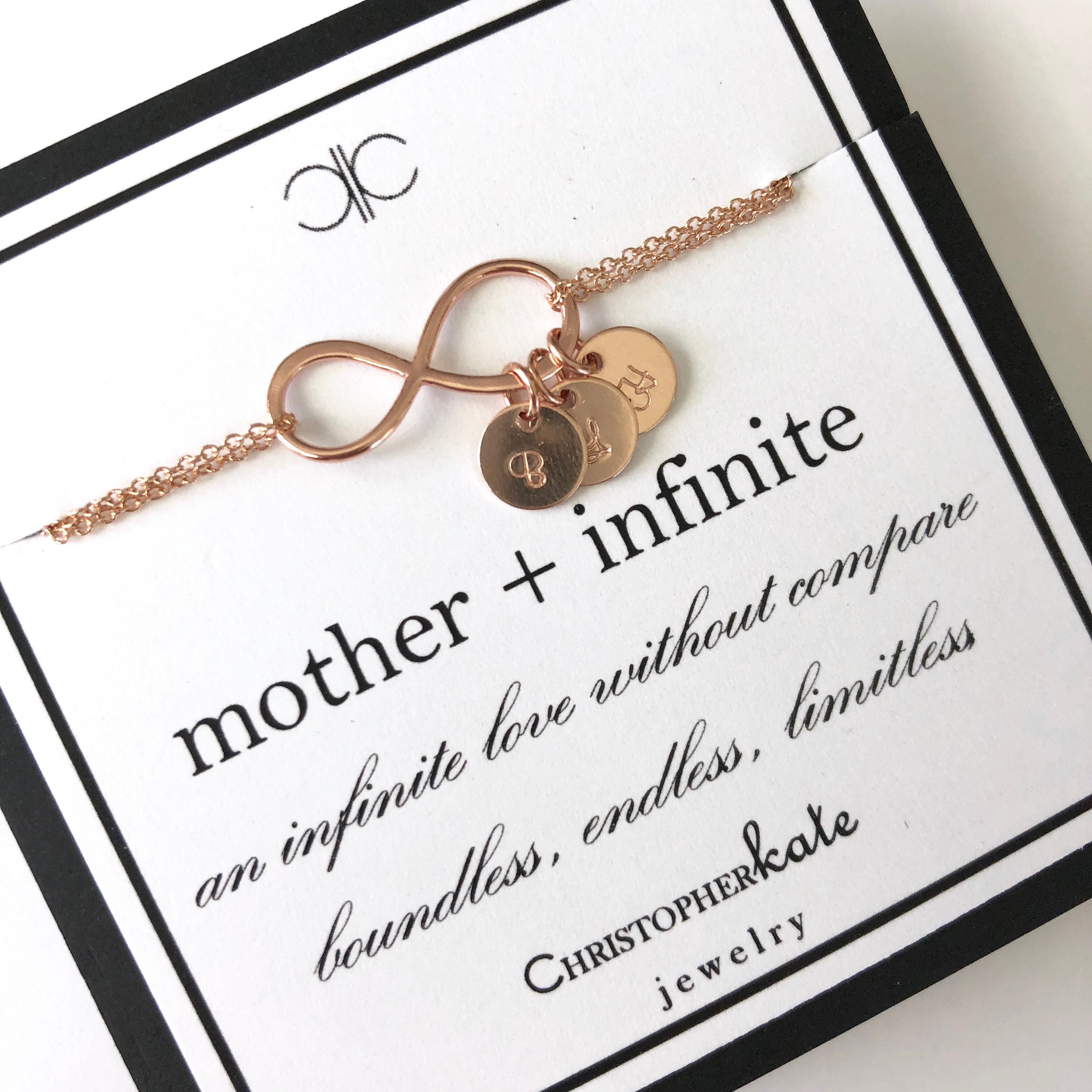 Rose Gold Mother's Infinity Bracelet With Monogrammed | Etsy