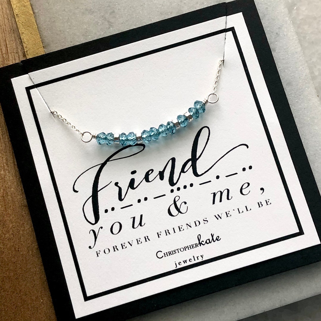 Friendship Morse Code Gemstone Bar Necklace, Birthstone Necklace ...