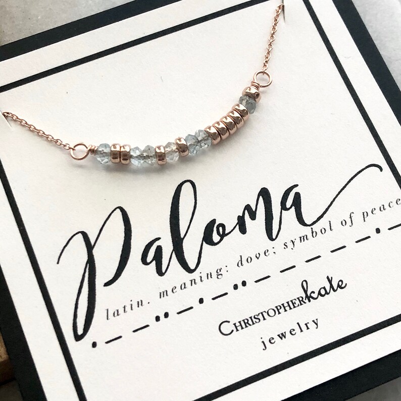 Custom Name Morse Code Gemstone Bar Necklace Birthstone - Etsy