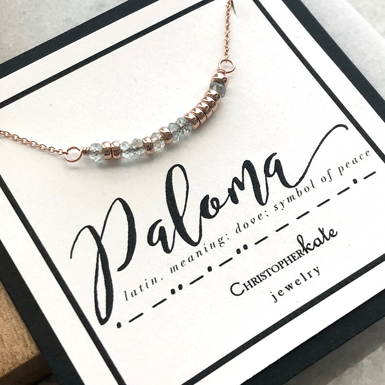 Custom Name Morse Code Gemstone Bar Necklace Birthstone - Etsy