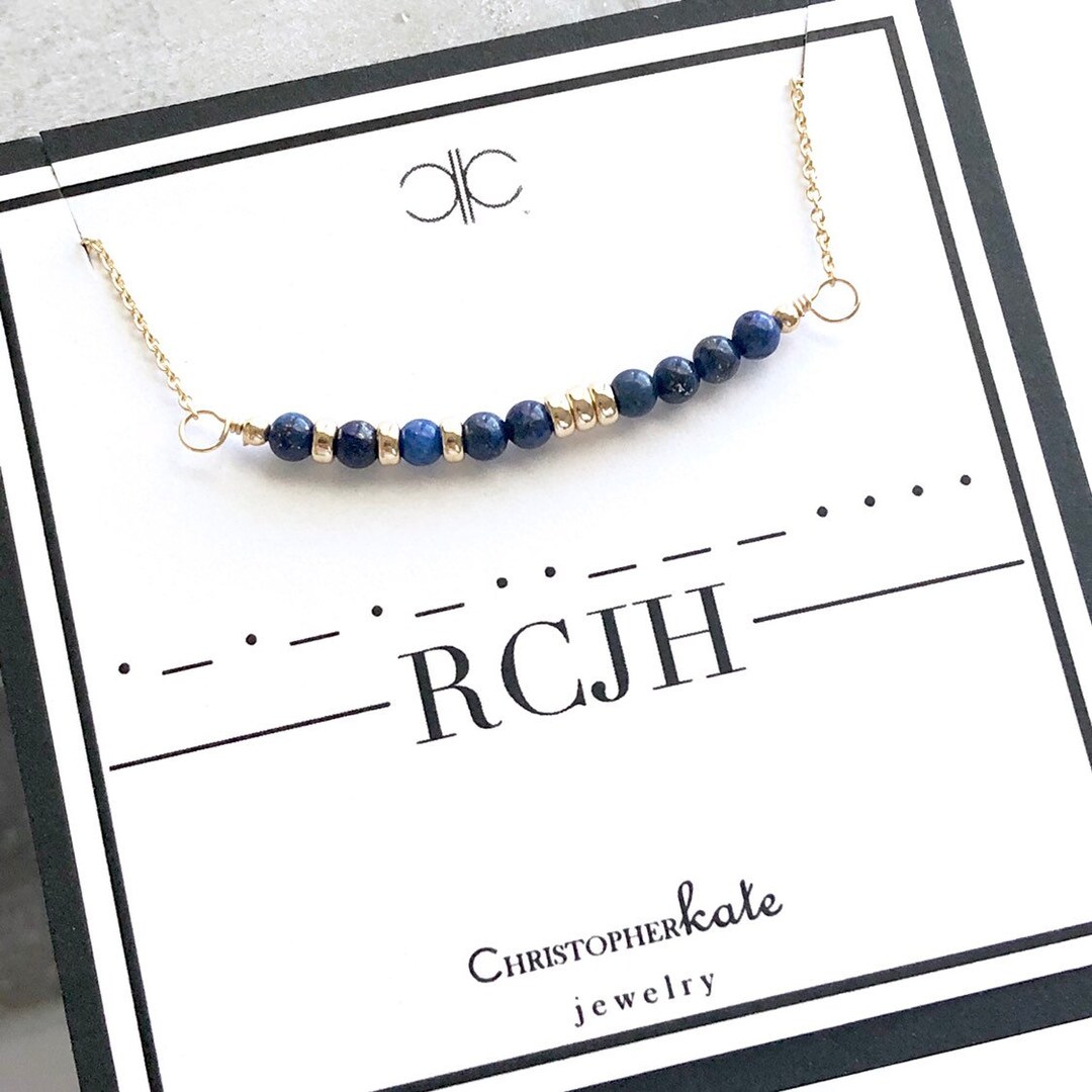 University of Kansas Morse Code Collegiate Bar Necklace, Royal Blue ...