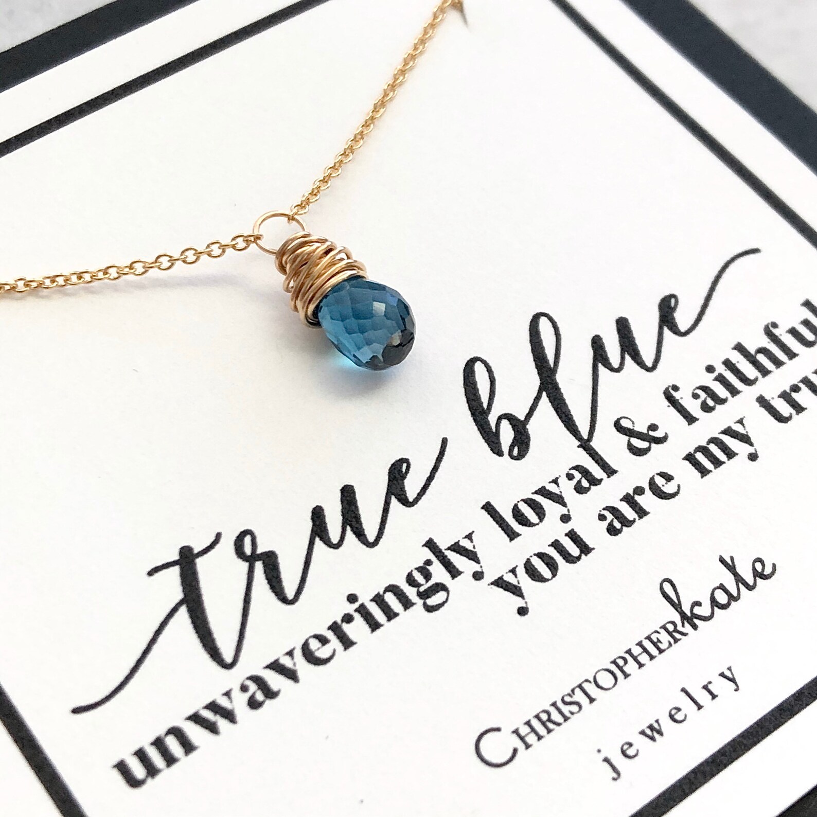 True Blue Best Friend Necklace...aaa London Blue Topaz....layering ...
