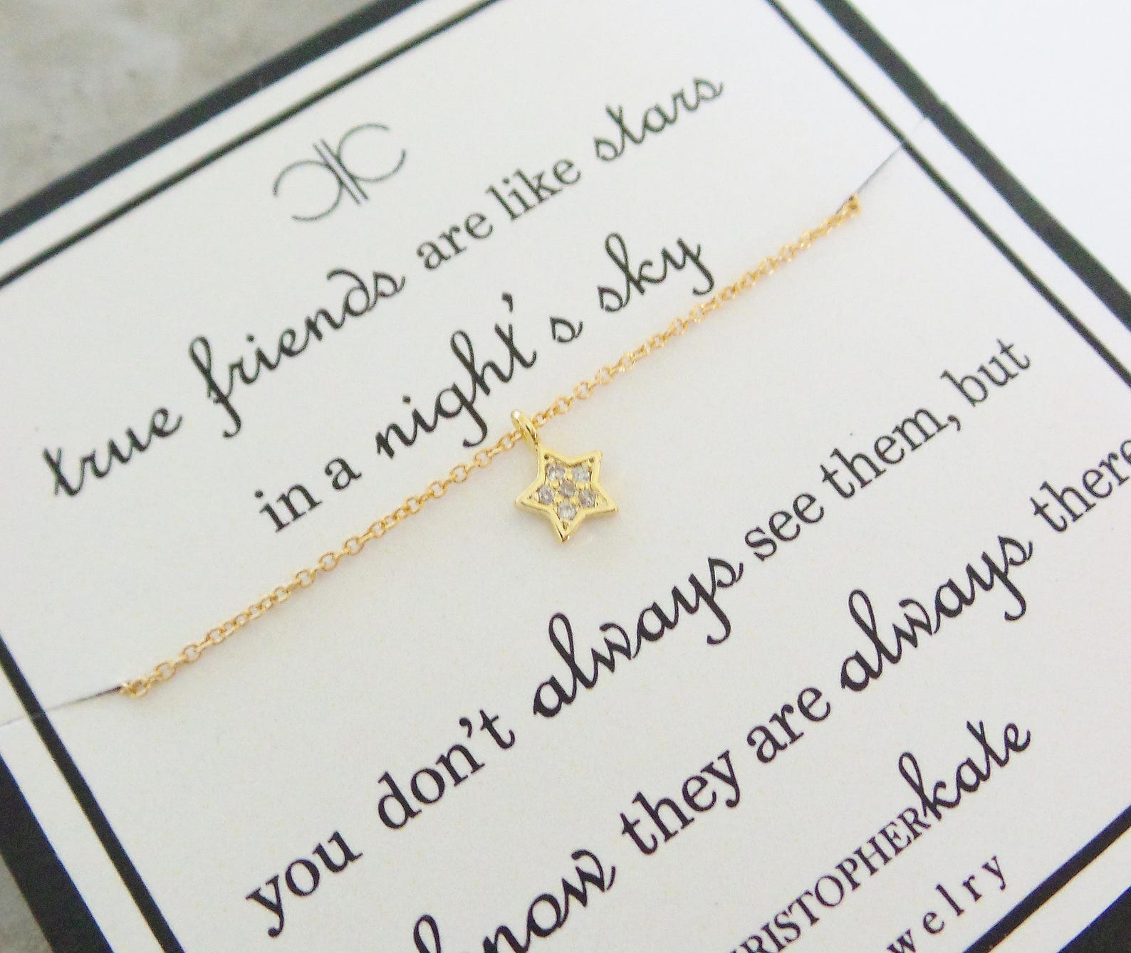 Tiny CZ Star Necklace...friendship, Best Friend, Long Distance ...