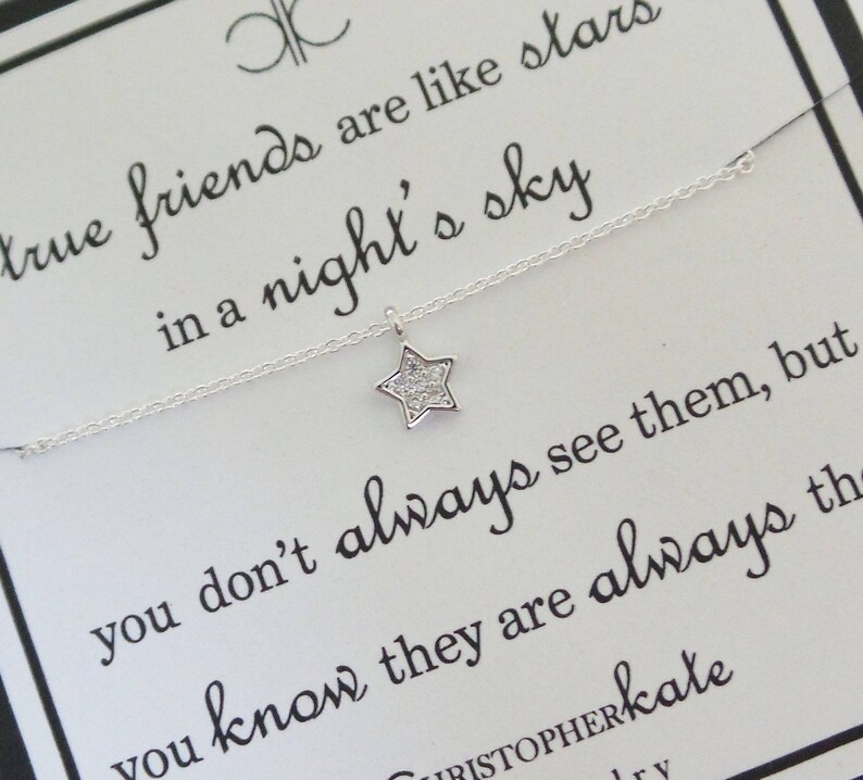 Tiny CZ Star Necklace...friendship, Best Friend, Long Distance ...