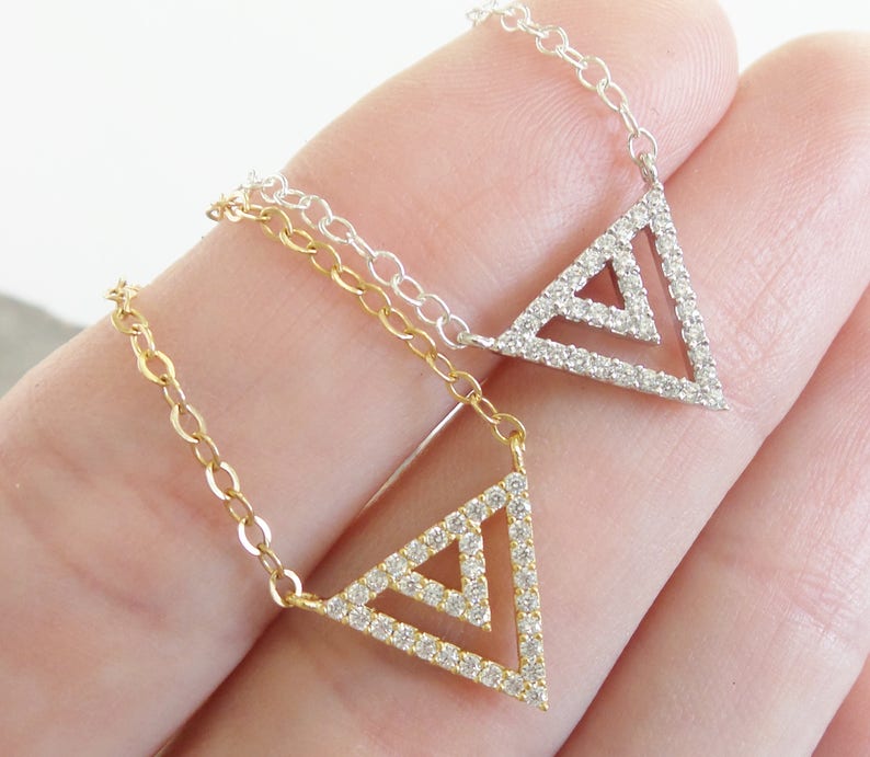 Find Your Tribe and Love Them Hard...simple Pave CZ Triangle Friendship ...