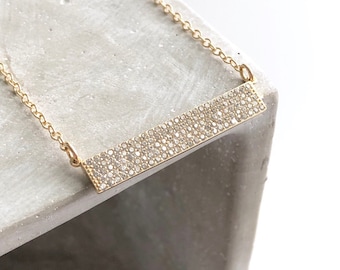 Pave Bar Necklace - Etsy