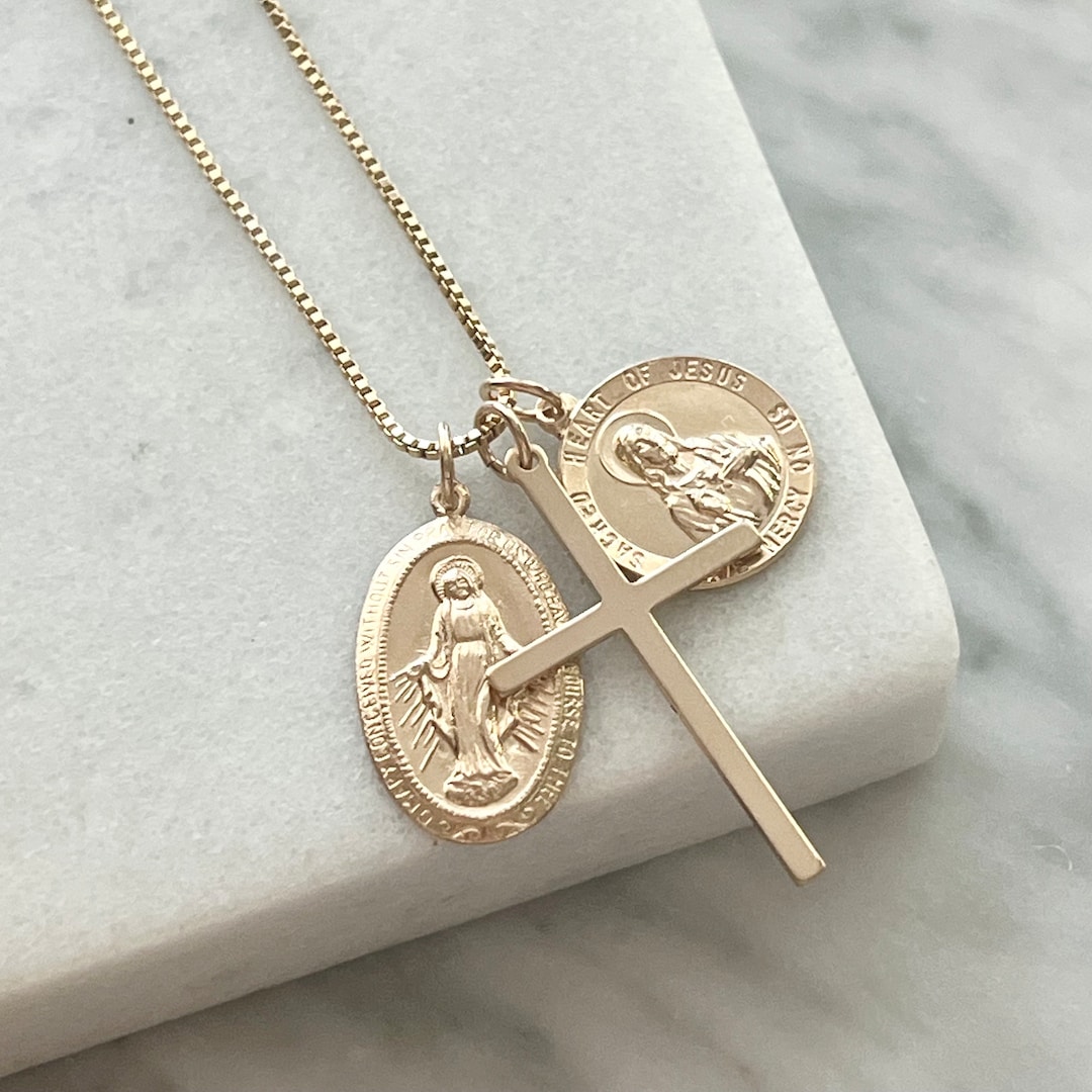Religious Medallions With Cross Pendant - Etsy