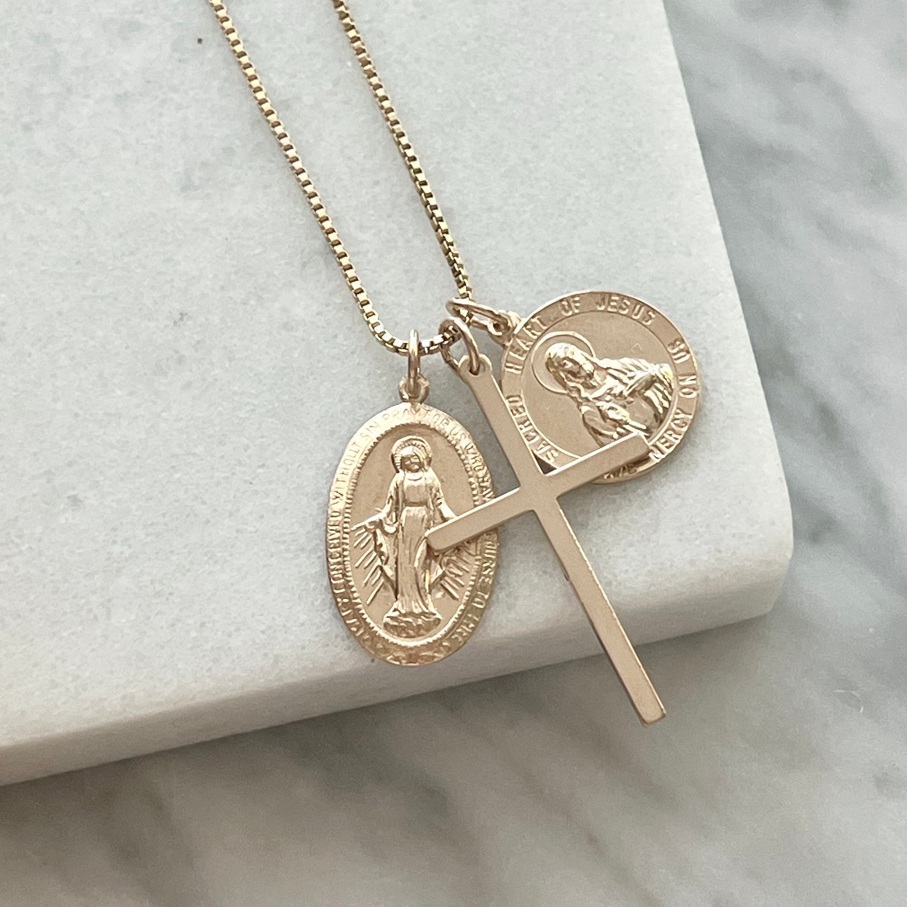Religious Medallions With Cross Pendant - Etsy