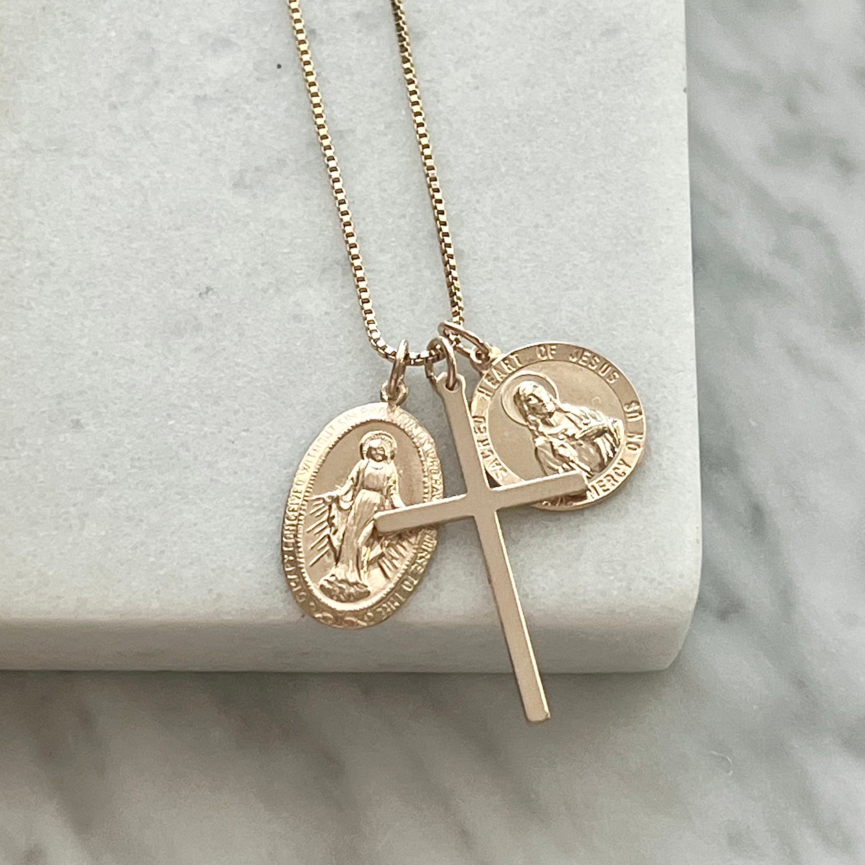 Religious Medallions With Cross Pendant - Etsy