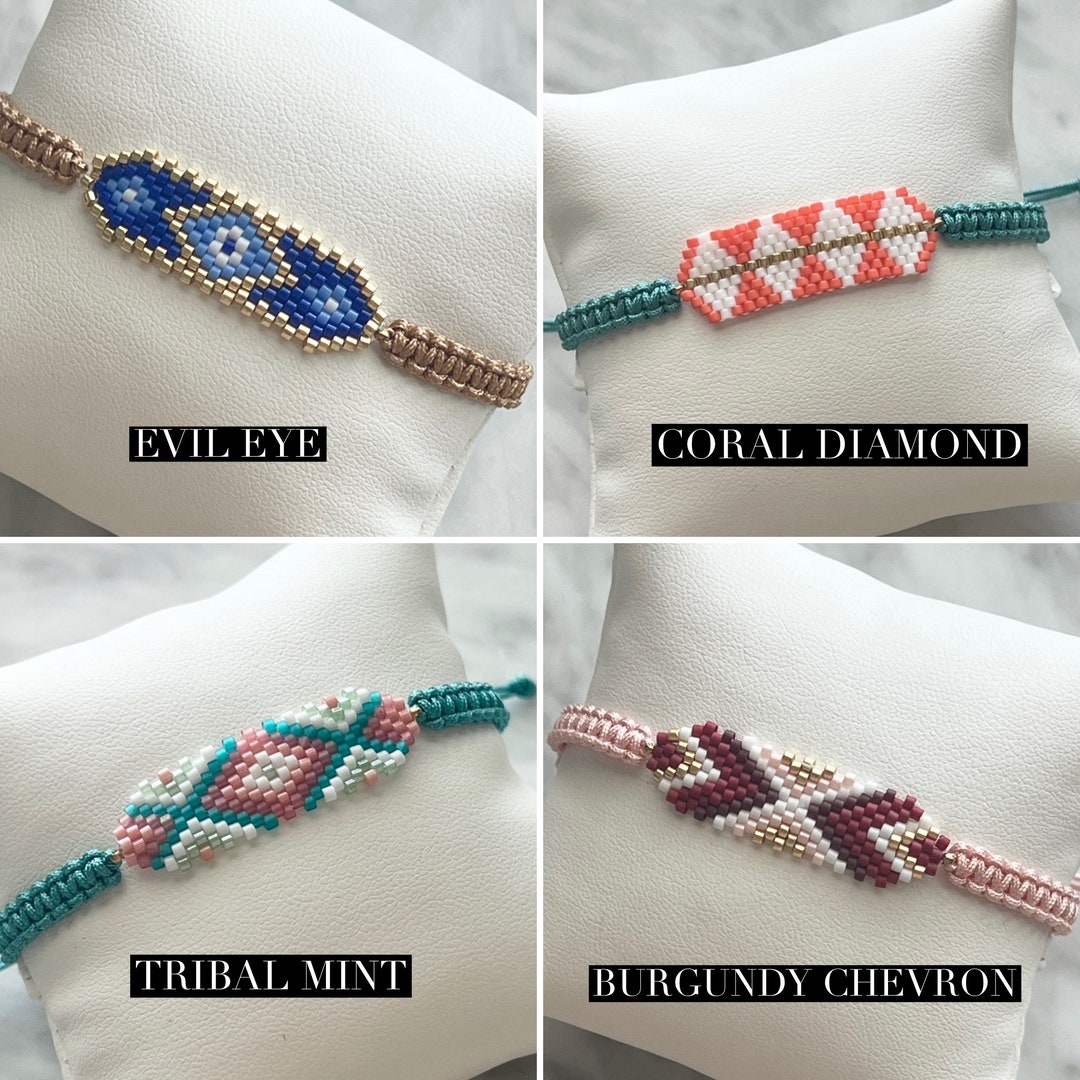Tribal Evil Eye Delica Seed Bead Macrame Bracelet - Etsy