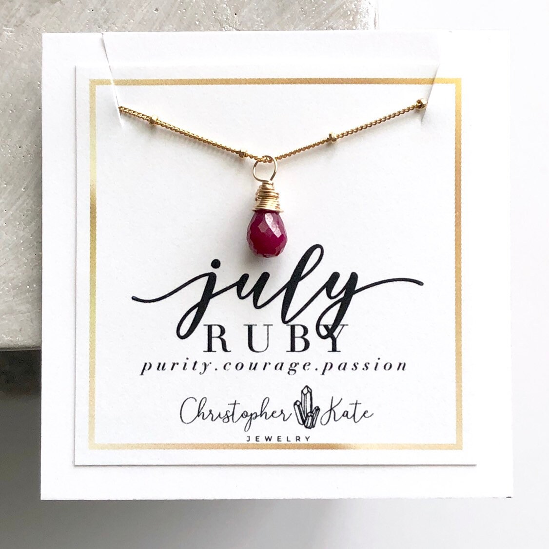 Juli Birthstone Ruby Drop Edelsteen Ketting Verjaardag - Etsy Nederland