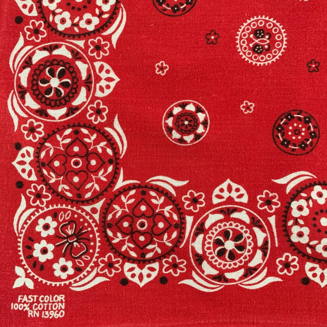 Vintage Red Cotton Bandana - Etsy