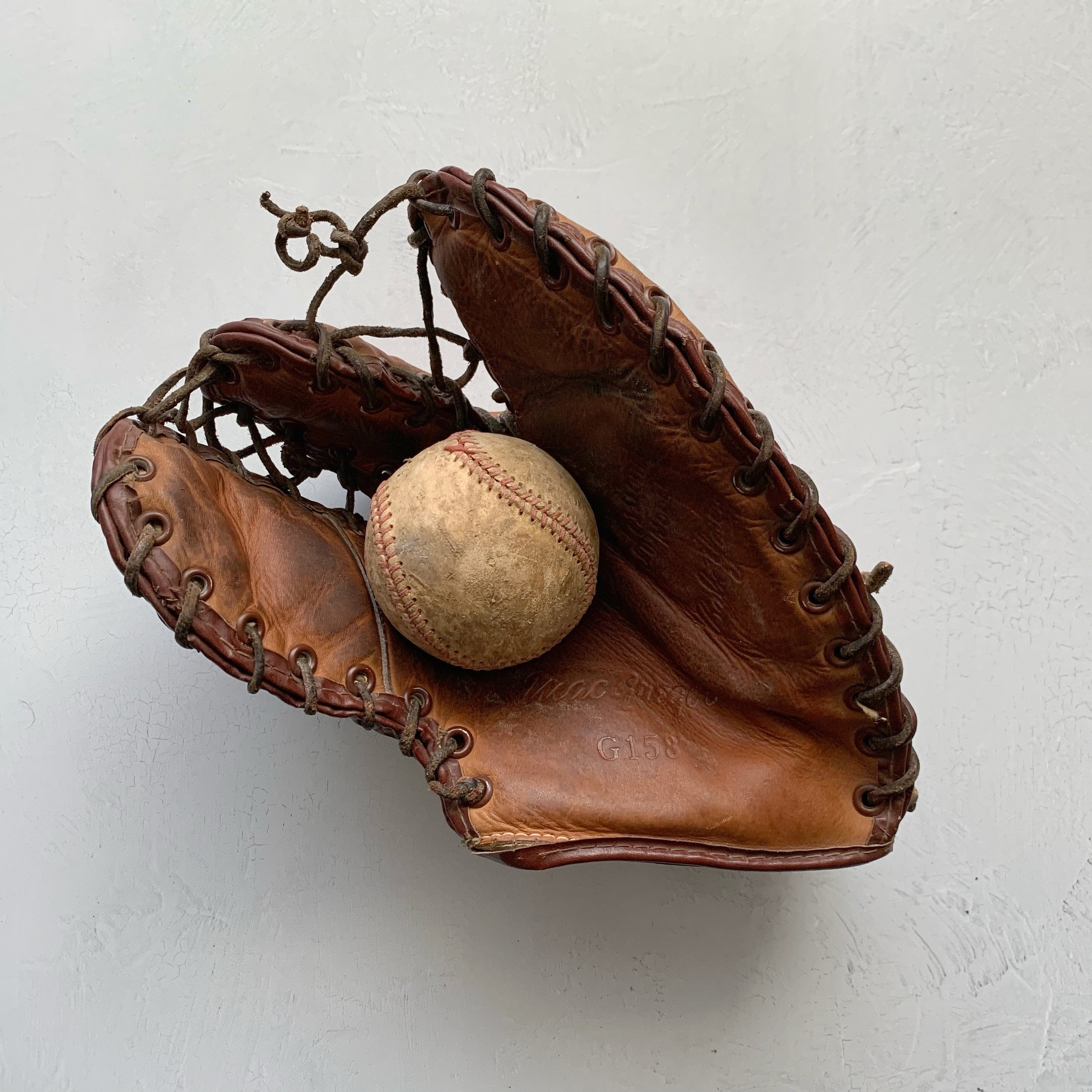Vintage Baseball Glove And Ball