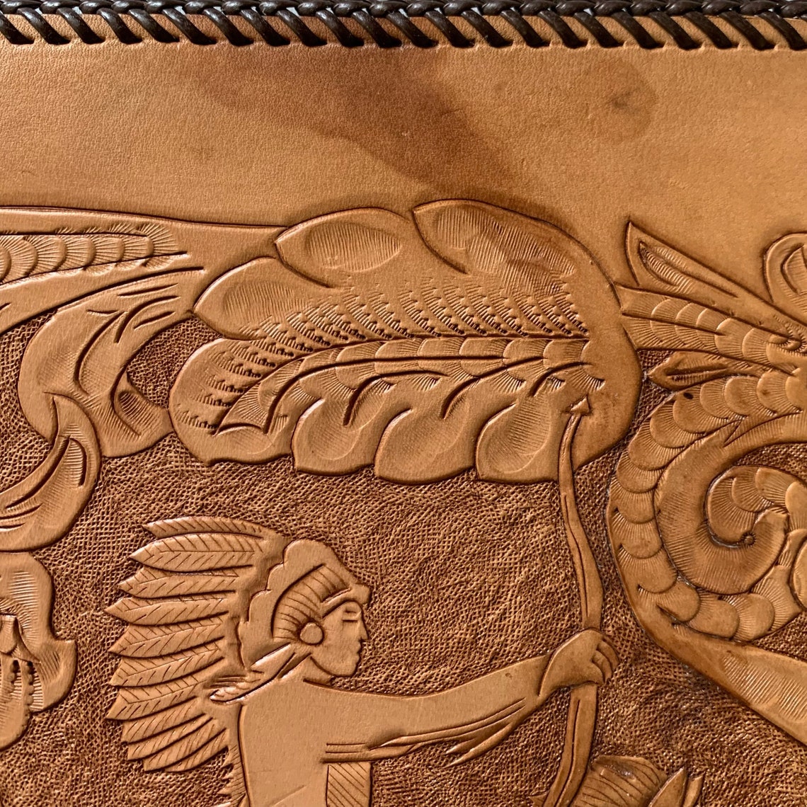 Tooled Leather Mat Vintage Craft - Etsy