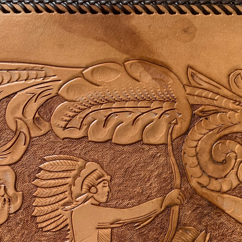 Tooled Leather Mat Vintage Craft - Etsy