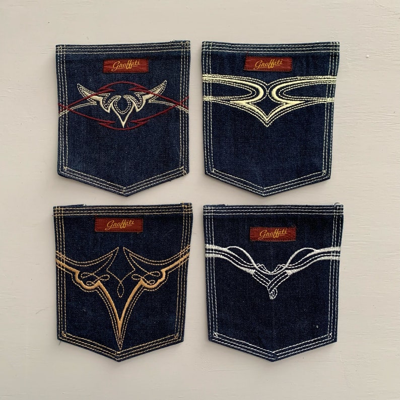 Vintage Denim Jean Pockets Set of Four - Etsy