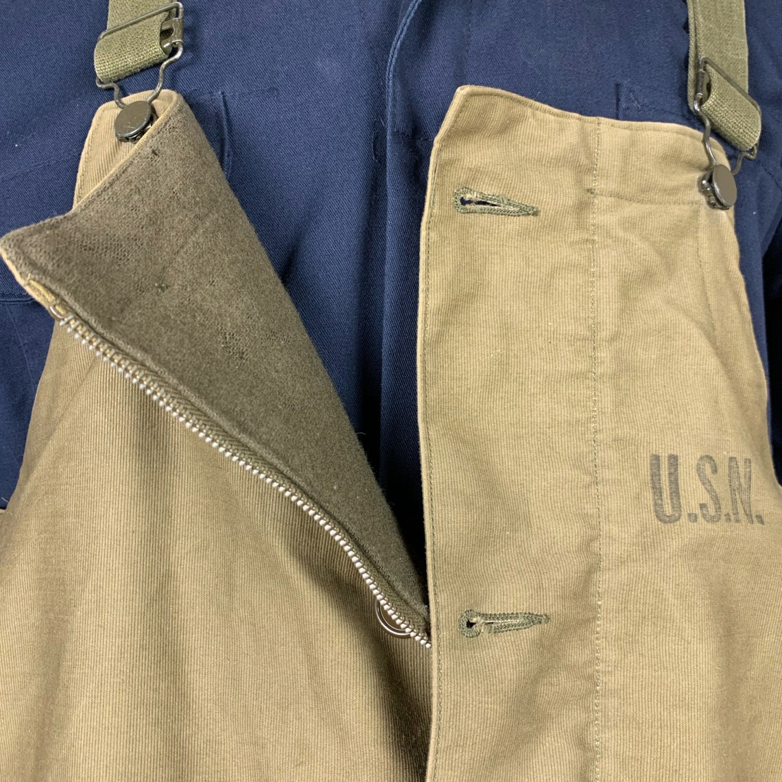 Vintage Military Overalls US Navy Lined Outerwear Size Large | Etsy