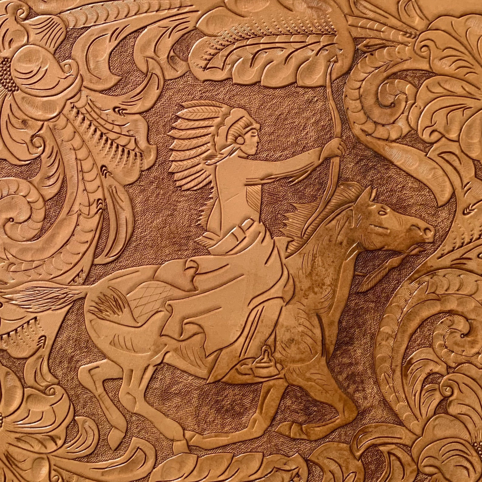 Tooled Leather Mat Vintage Craft - Etsy