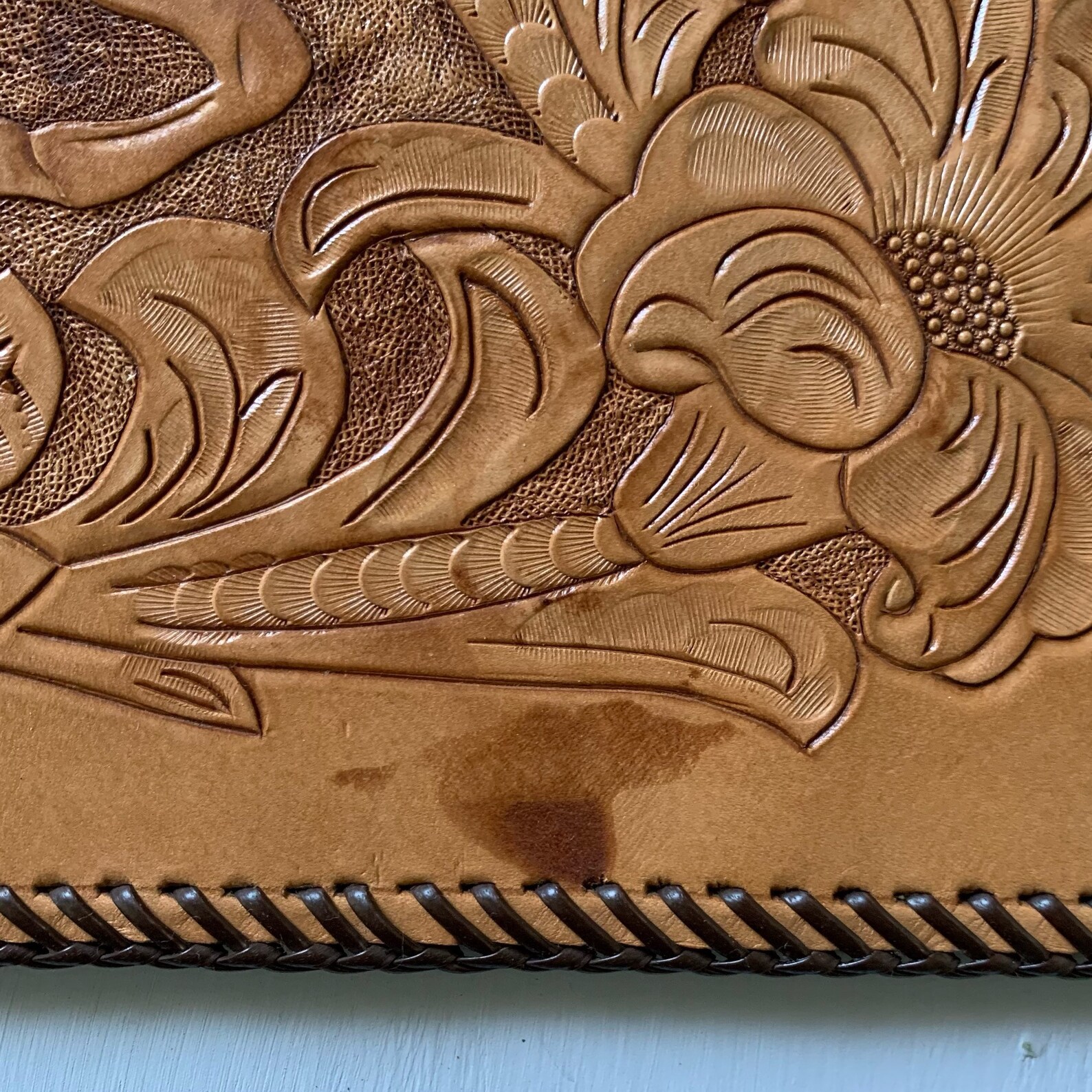 Tooled Leather Mat Vintage Craft - Etsy