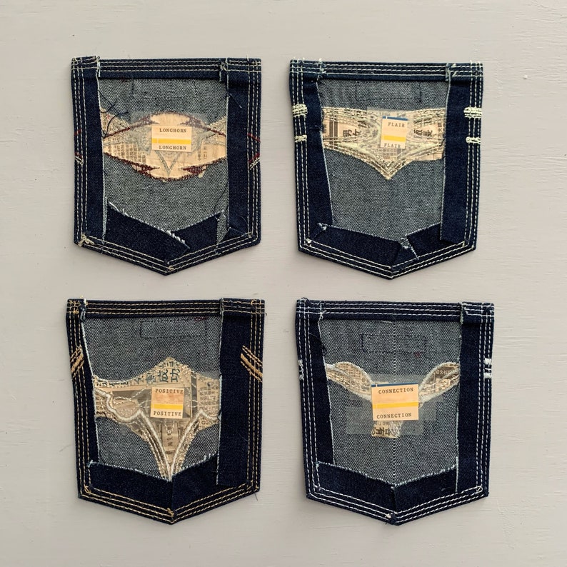 Vintage Denim Jean Pockets Set of Four - Etsy