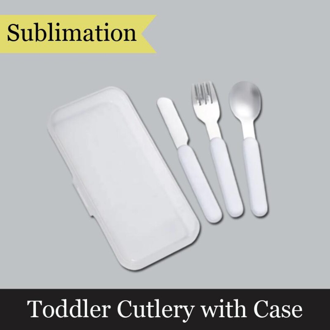 Sublimation Blank Kids Toddler Silverware Cutlery Set Includes Spoon ...