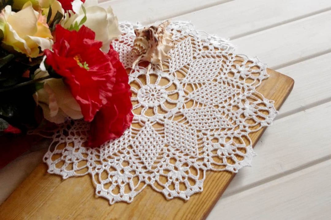 Large Crochet Doily White Handmade Crochet Doily Large Lace Doily ...