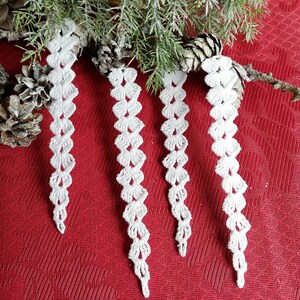Crochet Icicle Ornaments Set of 4 Crochet Christmas Icicles Winter ...