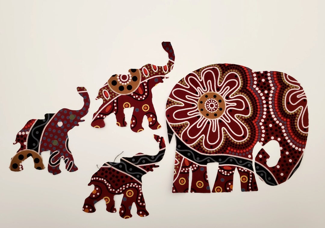 4 Elephant Patches Large 7" Iron on Applique Patch Set - Etsy