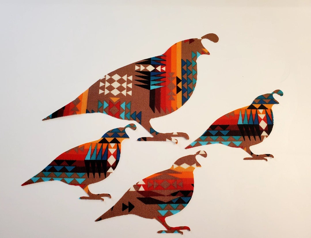 4 Quail Bird Iron on Fabric Patches Set - Etsy