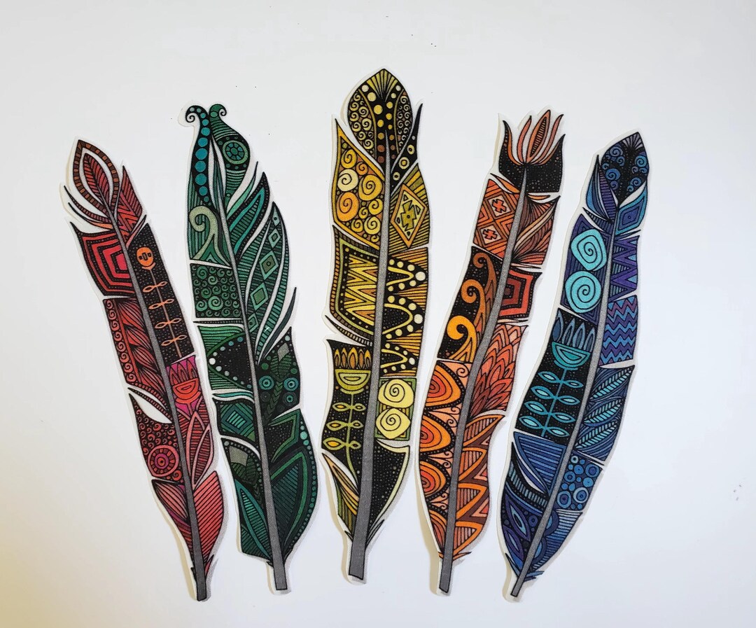 5 Indian Feathers Patch Large 8" Iron On - Etsy