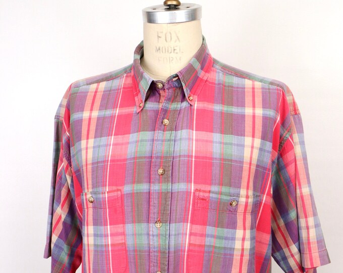 1980s-90s Indian Bleeding Madras Plaid Shirt / Men's Extra Large - Etsy