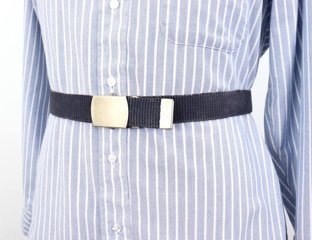 1980s-90s Navy Blue US Military Belt in Navy Blue With Silver Steel ...