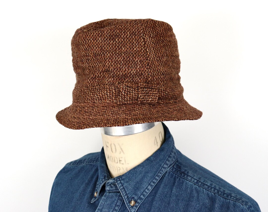1970s-80s Irish Tweed Bucket Hat in Woven Brown Wool / Men's Small - Etsy