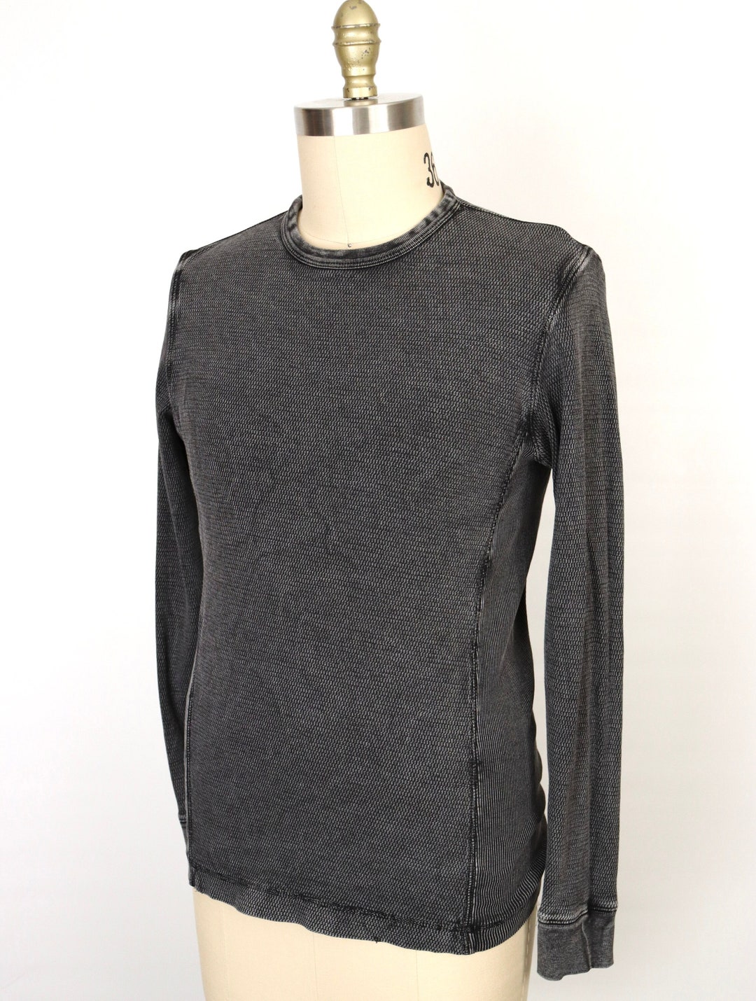 1990s Calvin Klein Waffle Shirt With Stylish Side Seam Panels / Men's ...