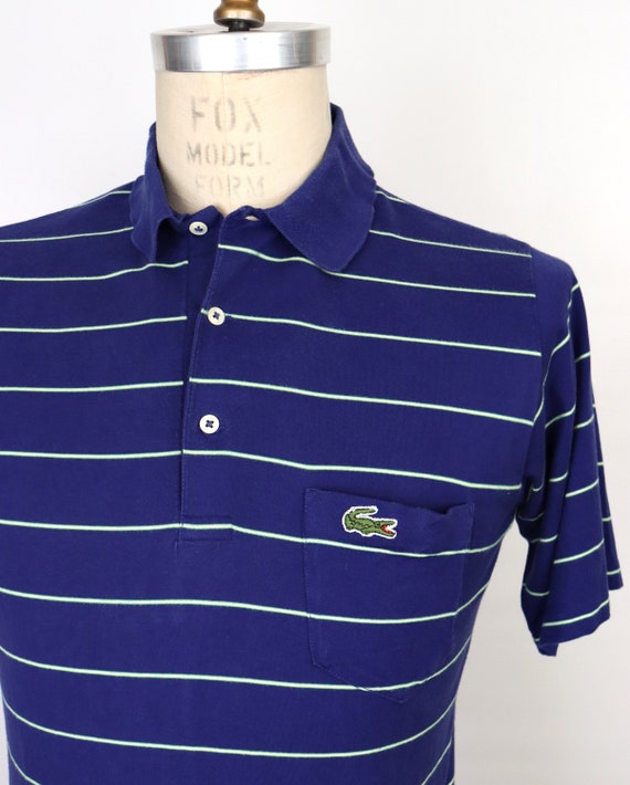 1980s Izod Lacoste Polo Shirt with horizontal stripe … - Gem