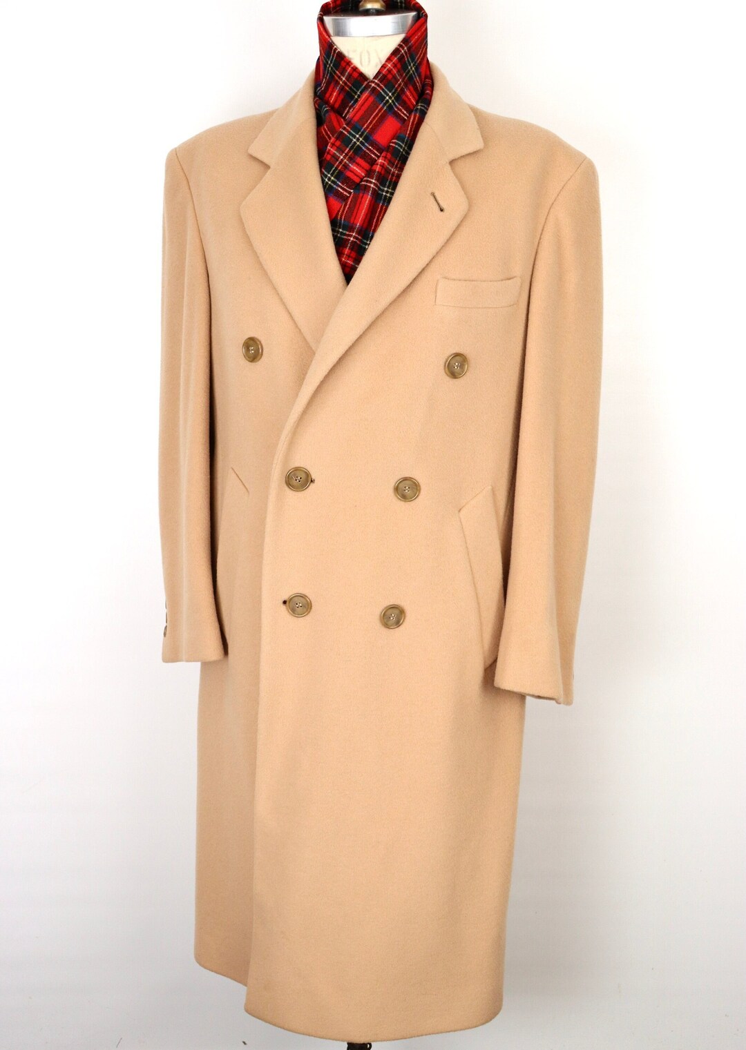 1980s-90s Camel Wool Overcoat With 6x2 Double Breasted Front / Men's ...