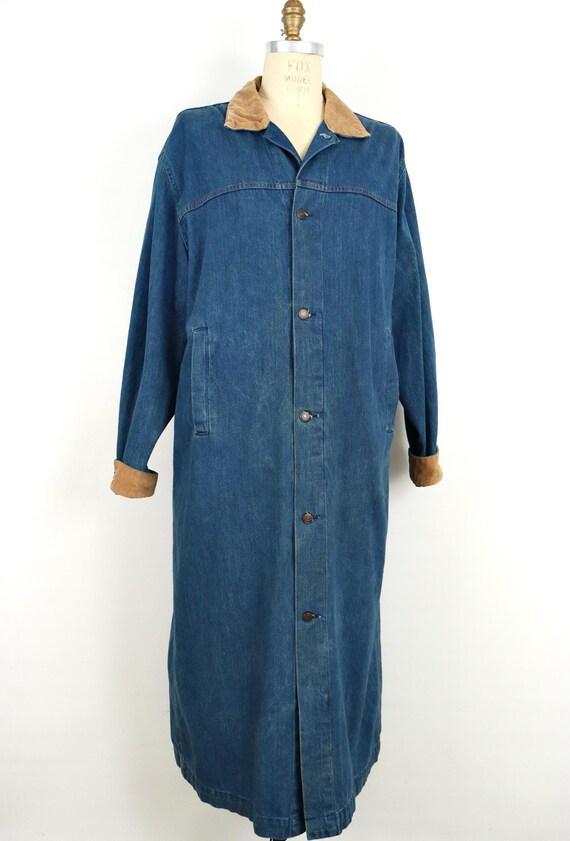 1980s-90s Levi Strauss Denim Duster Coat with corduro… - Gem