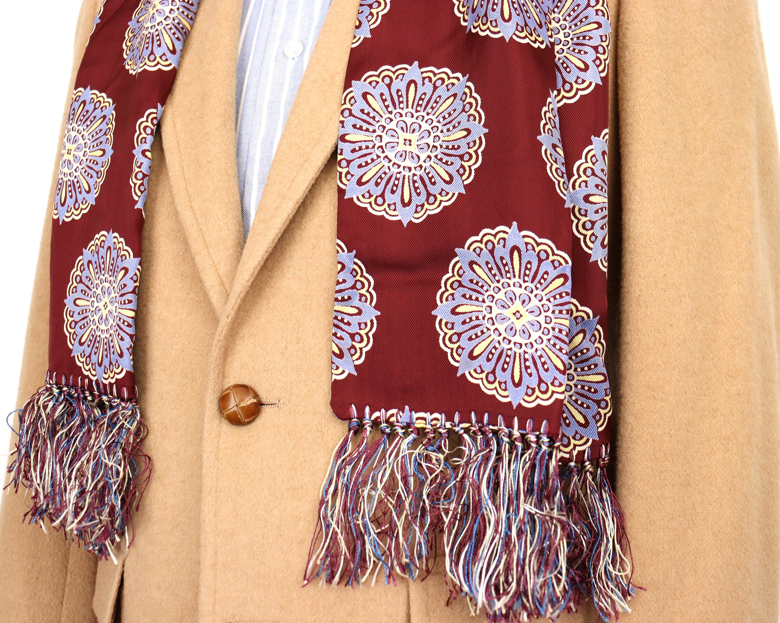 1960s-70s Silky Men's Dress Scarf With Burgundy Red - Etsy