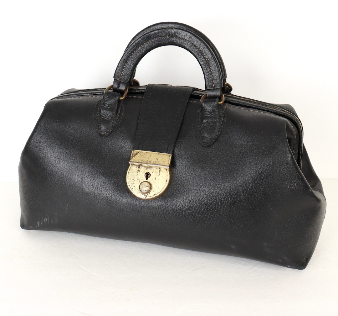 1950s-60s Black Leather Doctor's Bag With Original Lock & Key - Etsy