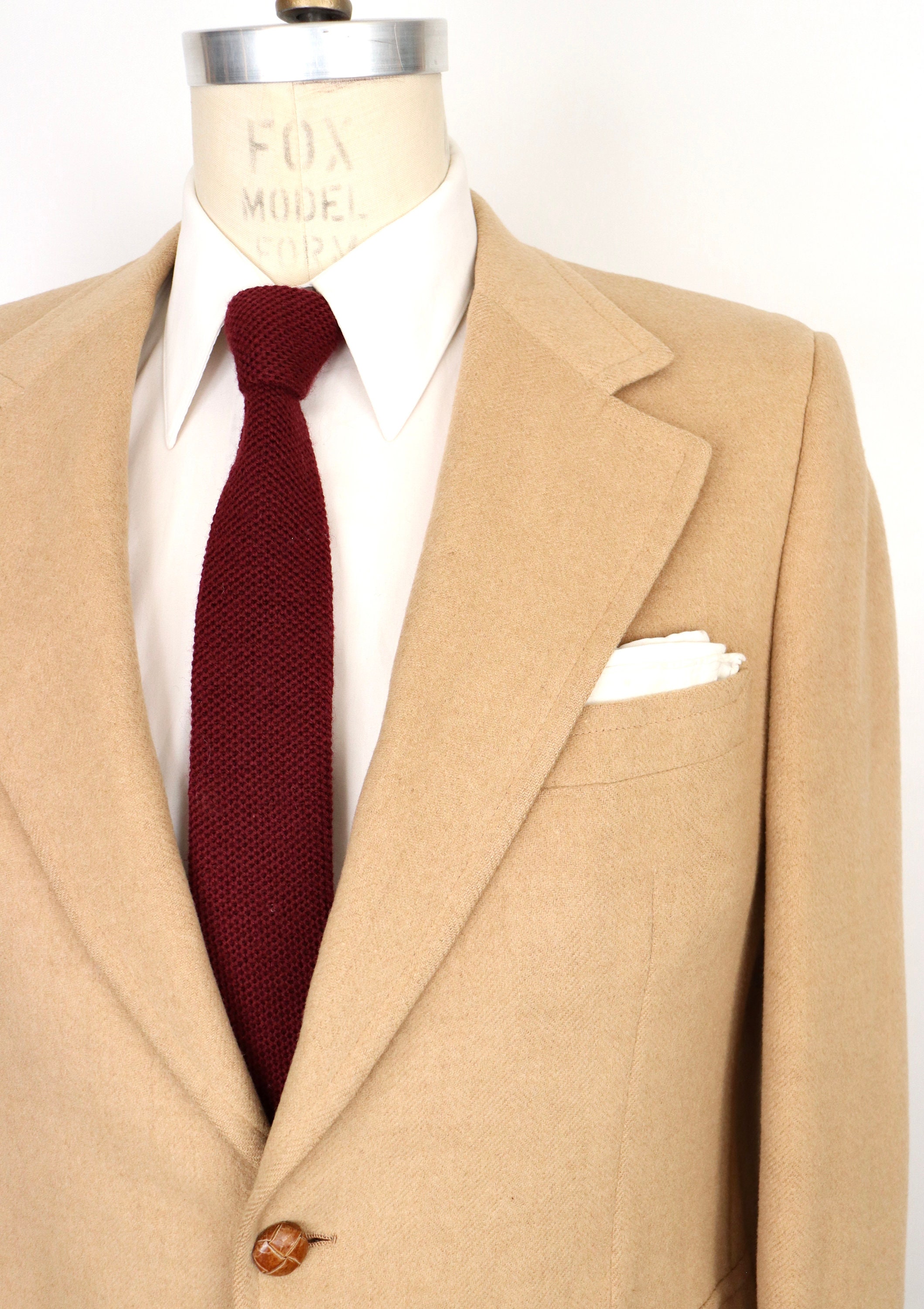 1960s-70s Camel Hair Sport Coat W/ Leather Knot Buttons / Men's 40 ...
