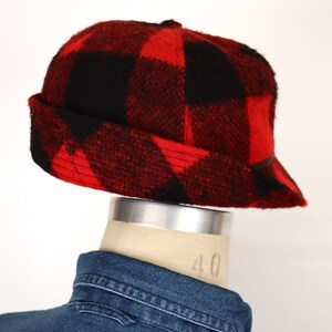 1950s Woolrich Hunting Hat in Red & Black Buffalo Check Wool Flannel ...