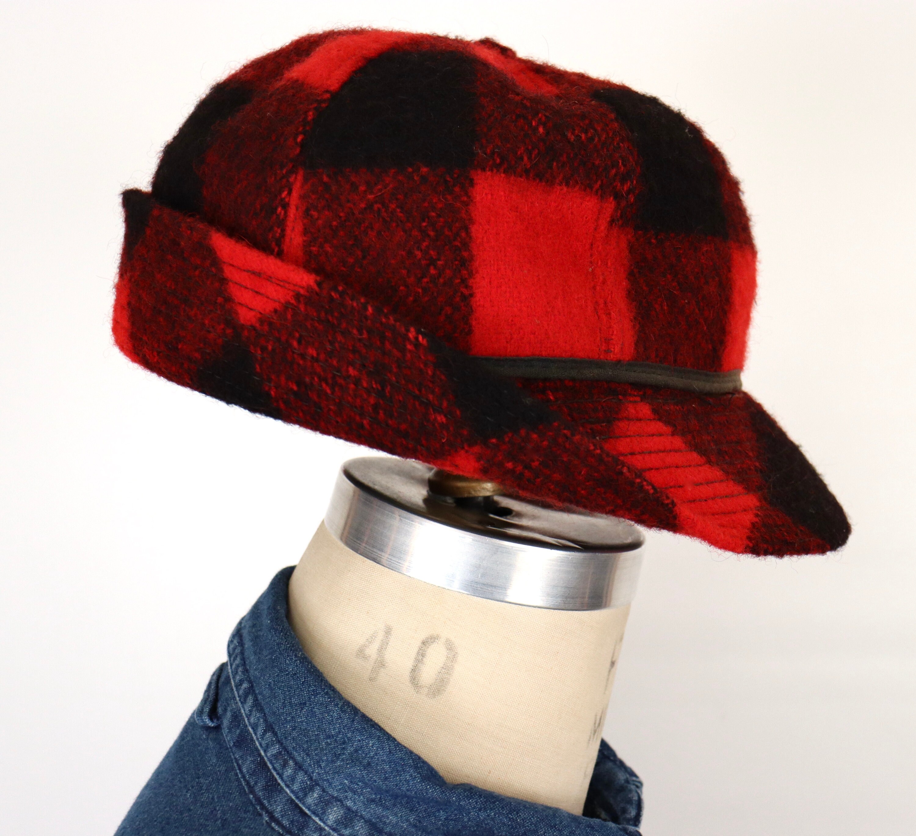 1950s Woolrich Hunting Hat in Red & Black Buffalo Check Wool - Etsy