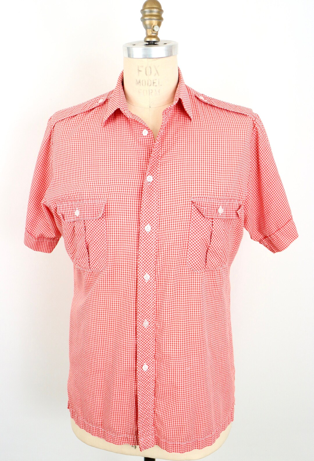1980s Red & White Gingham Shirt / Men's Medium - Etsy