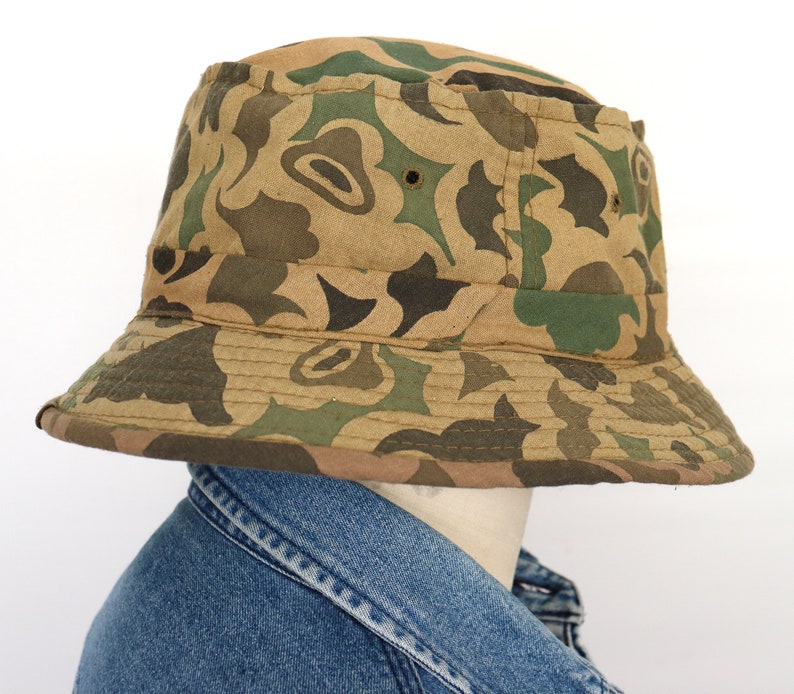1970s-80s Camo Bucket Hat / Green Camouflage Canvas Hunting & - Etsy