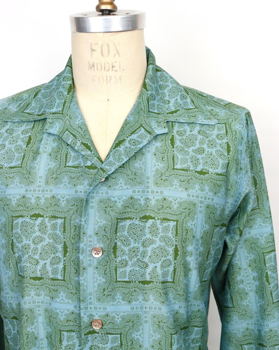 1960s-70s Saks Fifth Avenue Paisley Pattern Shirt w/ … - Gem