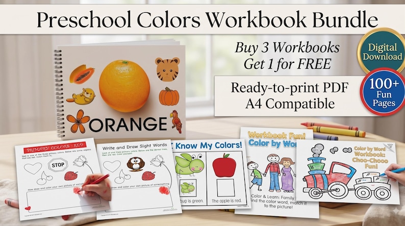 Preschool Colors Printable Workbook Bundle | Toddler Learning Binder ...