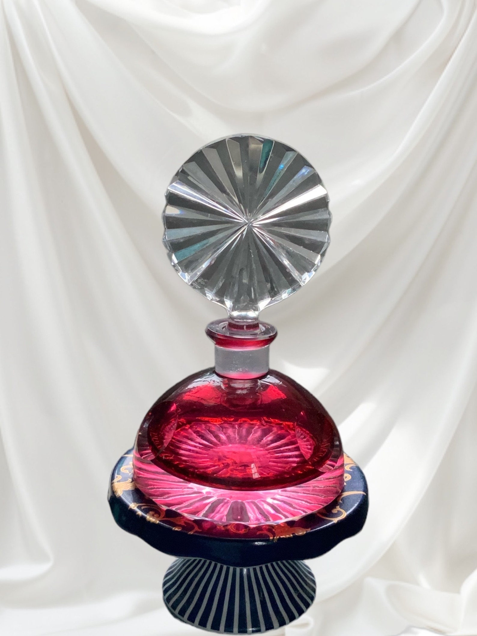 Vintage Pink Cut Glass Perfume Bottle West Germany - Etsy