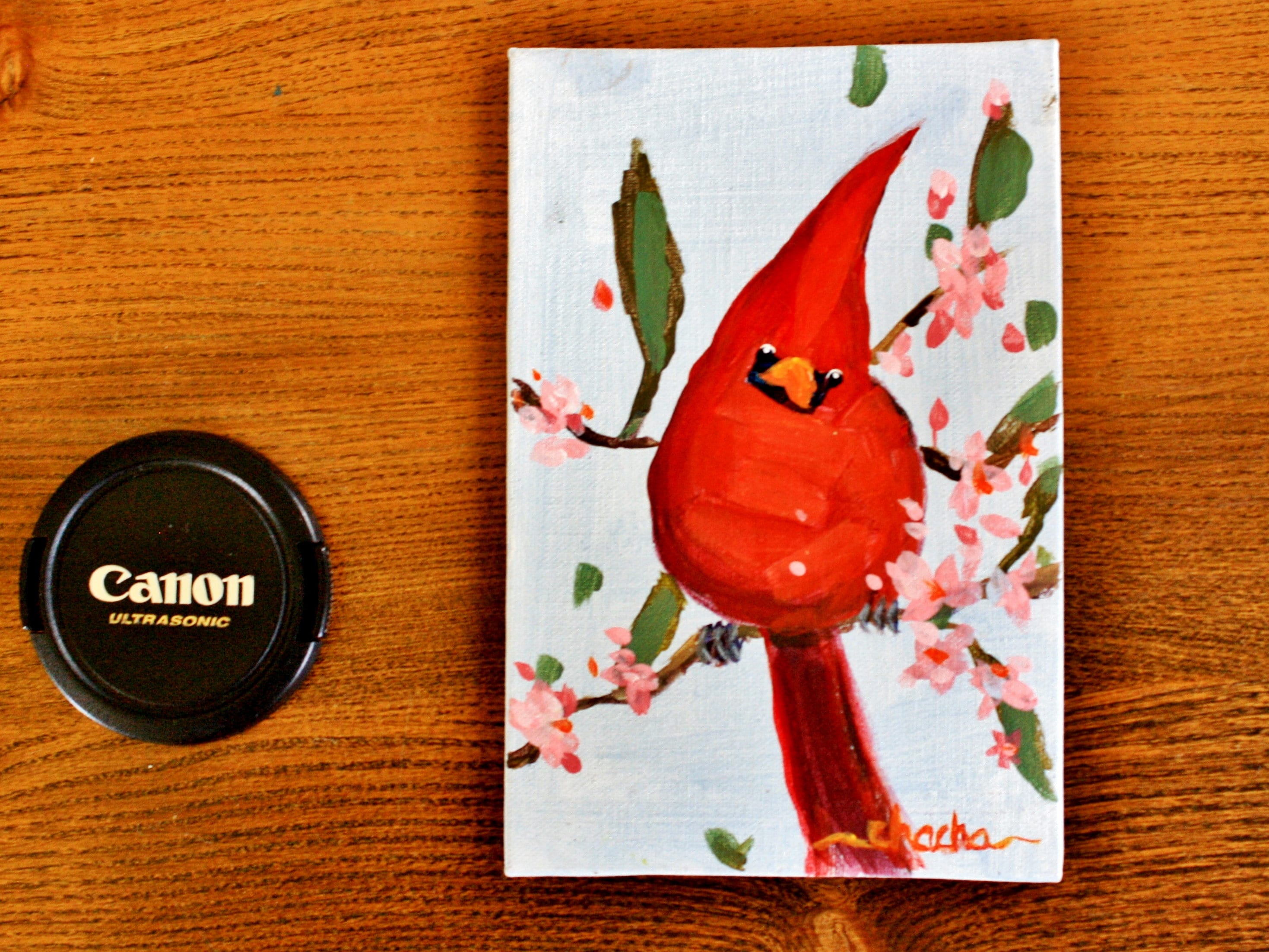 Simple Red Bird Painting