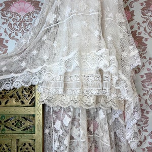 White & Cream Lace Filet Crochet Boho Wedding Dress by ...