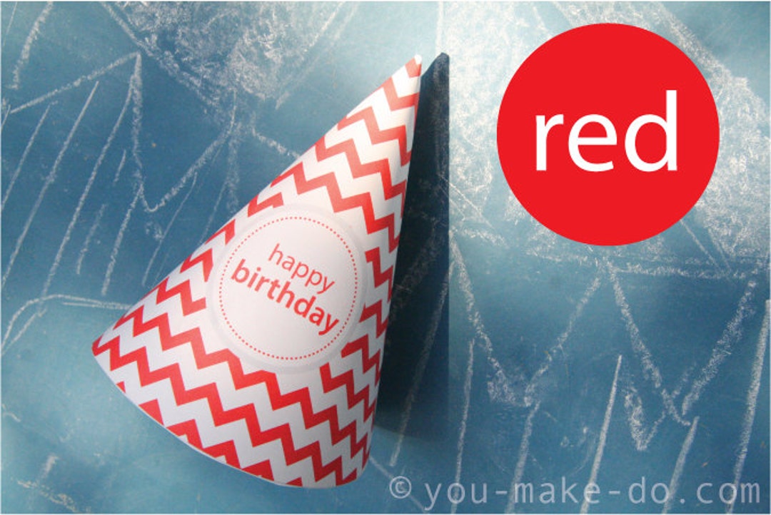 Red Party Hat Printable Red Birthday Hat Party Printable First - Etsy